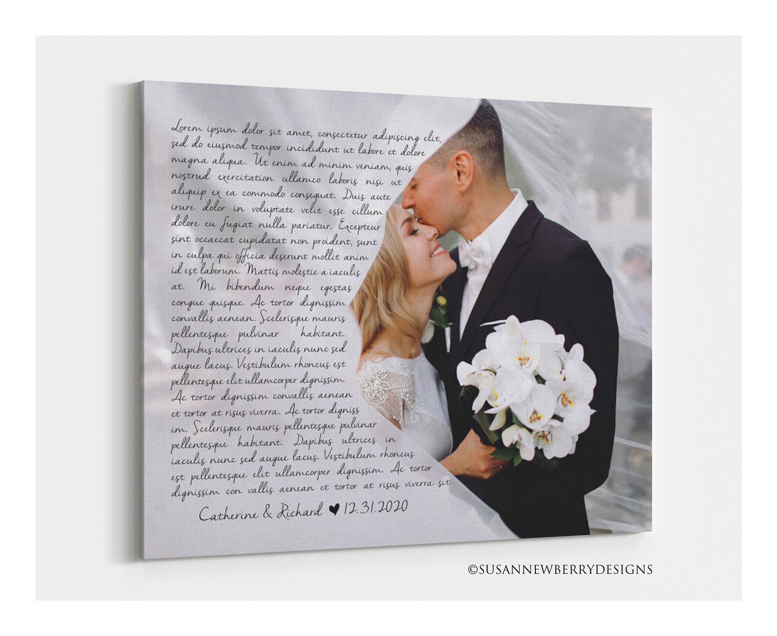 Custom Large Wedding Photo to CANVAS Your Wedding Vows or - Etsy