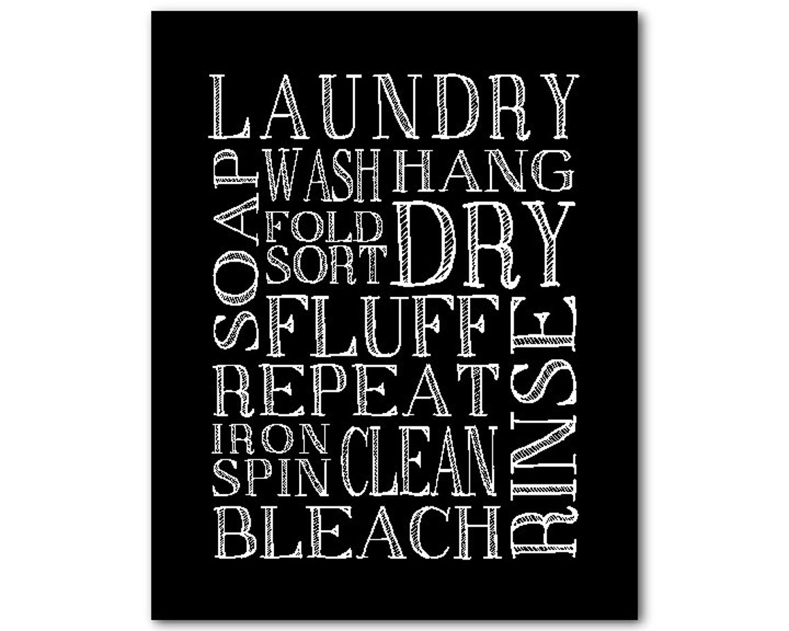Laundry Typography Wall Art Laundry Room Wall Decor PRINT or | Etsy