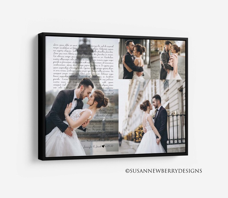 Wedding Photo Collage With Wedding Vows or Song Lyrics Print or Canvas ...