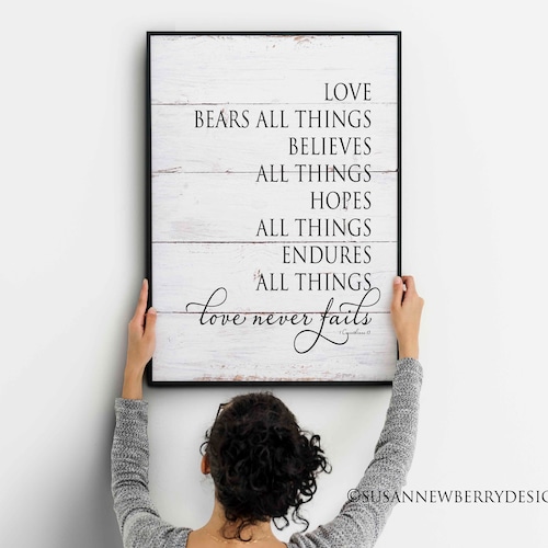 SALE Love Bears All Things 1 Corinthians 13:7 Bible Verse - Etsy