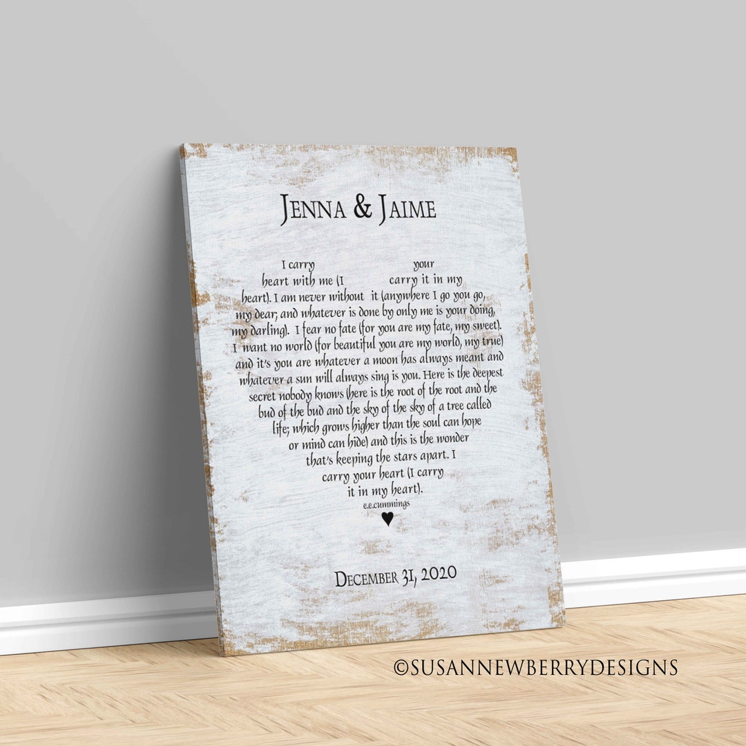 I Carry Your Heart With Me Poem E.e. Cummings Wall Decor Print or ...