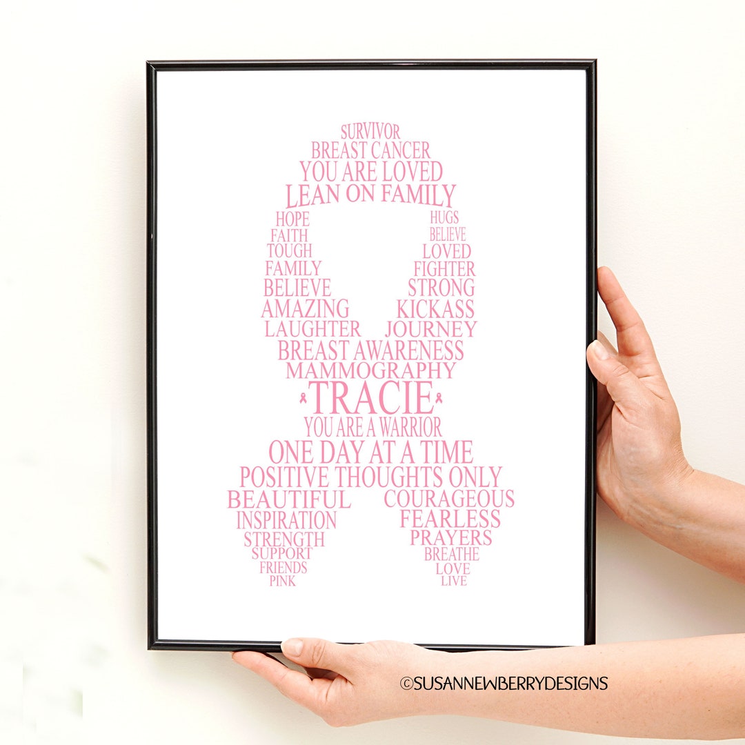 Custom Cancer Ribbon Word Cloud Print or Canvas - Gift for Cancer ...