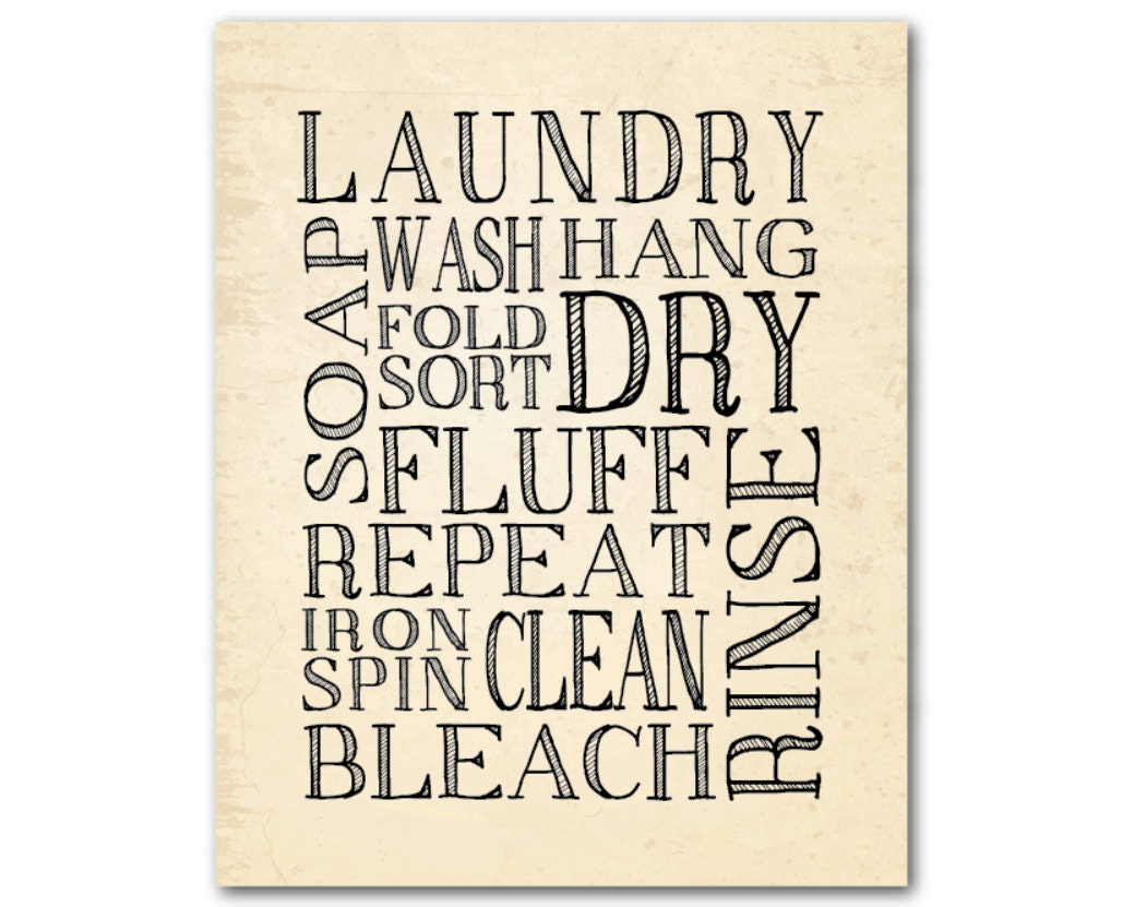 Laundry Typography Wall Art Laundry Room Wall Decor PRINT or | Etsy