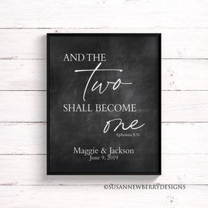 Framed Wood Sign - and the Two Shall Become One Personalized ...