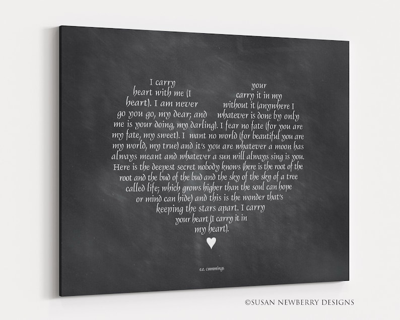 I Carry Your Heart With Me Poem - E.e. Cummings Quote - Heart Wall Art ...
