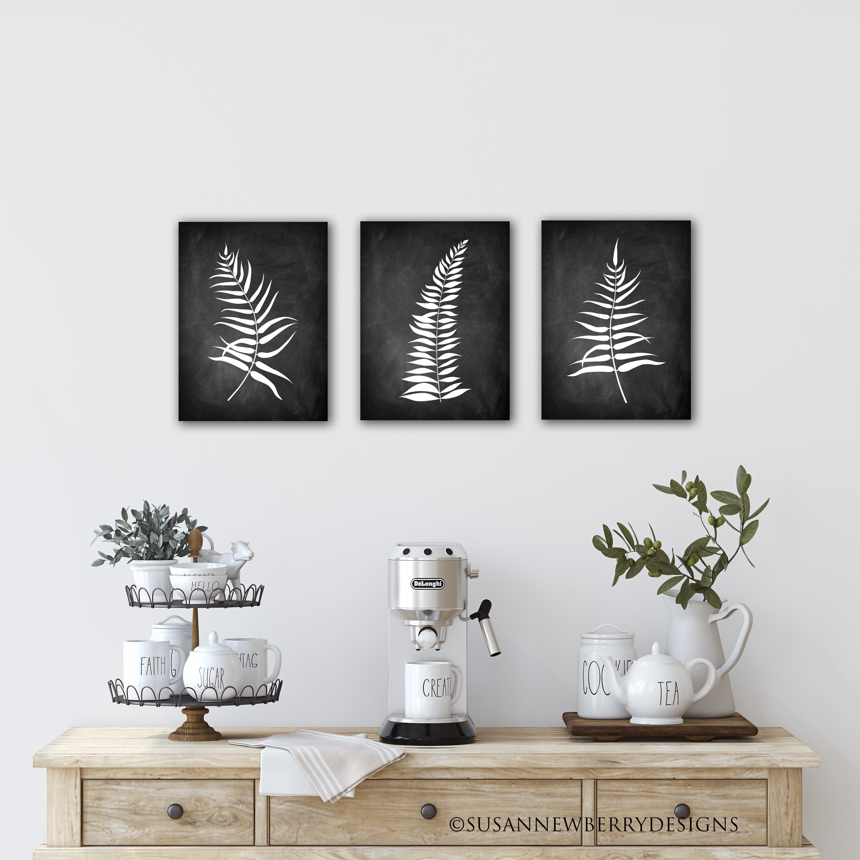Botanical Fern Trio Wall Decor Set of Three CANVASES | Etsy