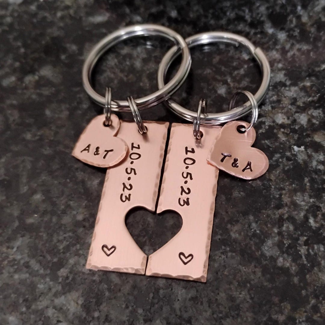First Valentines Day Gift, Matching Keychains for Couples, Heart ...