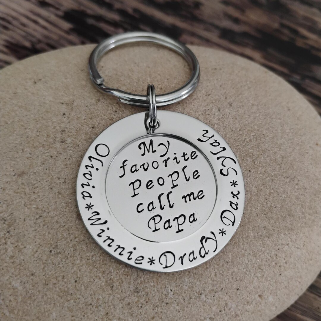 Papa Keychain, Men's Keychain Personalized With Grandchildren's Names ...