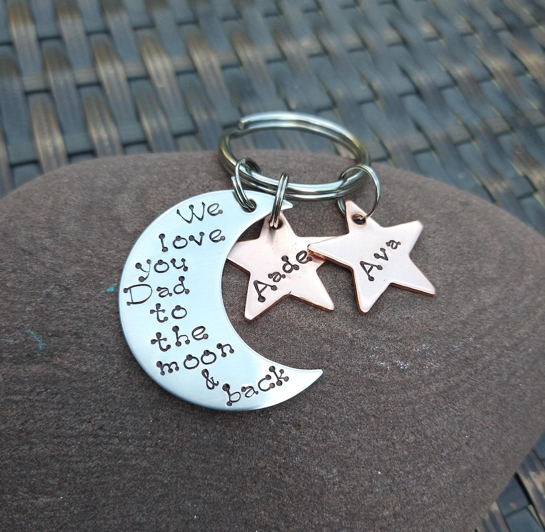 Personalized Moon and Stars Keychain for Dad for Father's Day ...