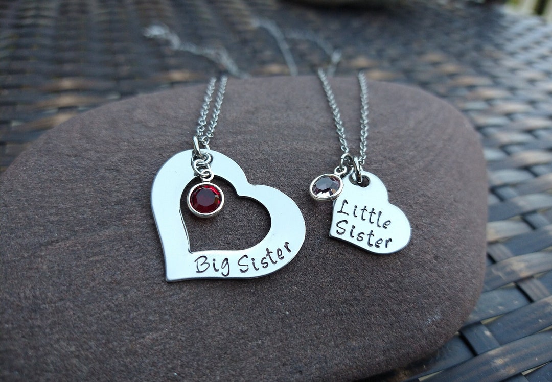 Big Sister Little Sister Necklace Set: Stainless Steel Heart ...