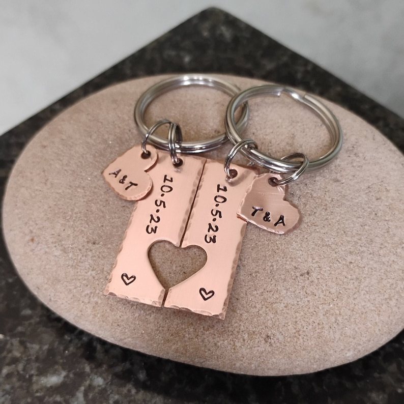 First Valentines Day Gift, Matching Keychains for Couples, Heart ...