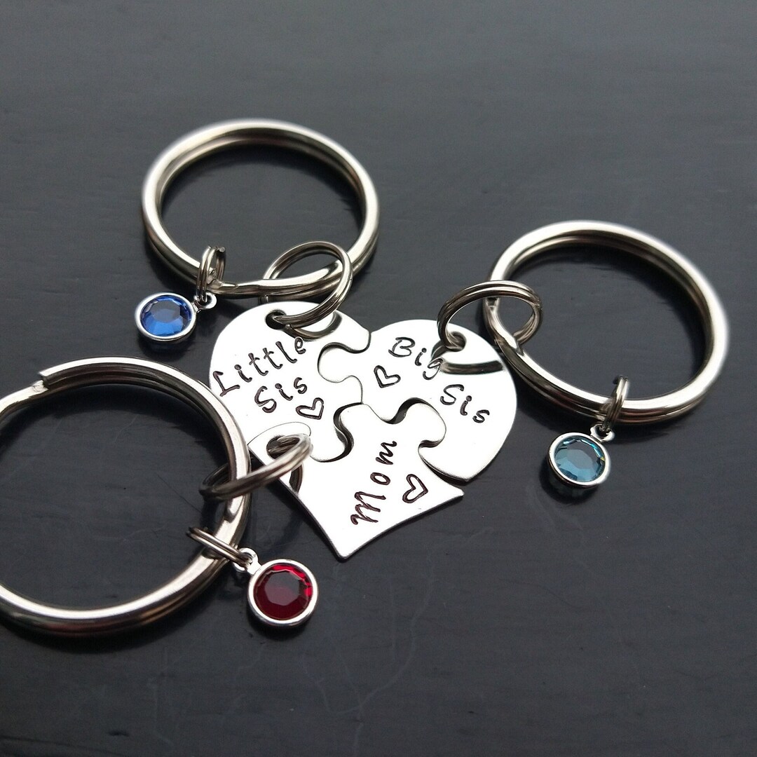 Heart Puzzle Piece Keychain, Family Heart Keychain, Puzzle Keychain Set ...