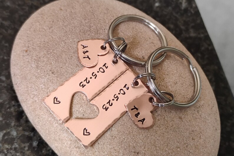 First Valentines Day Gift, Matching Keychains for Couples, Heart ...