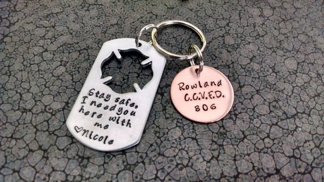 Personalized Firefighter Keychain: Maltese Cross, Stamped Aluminum ...