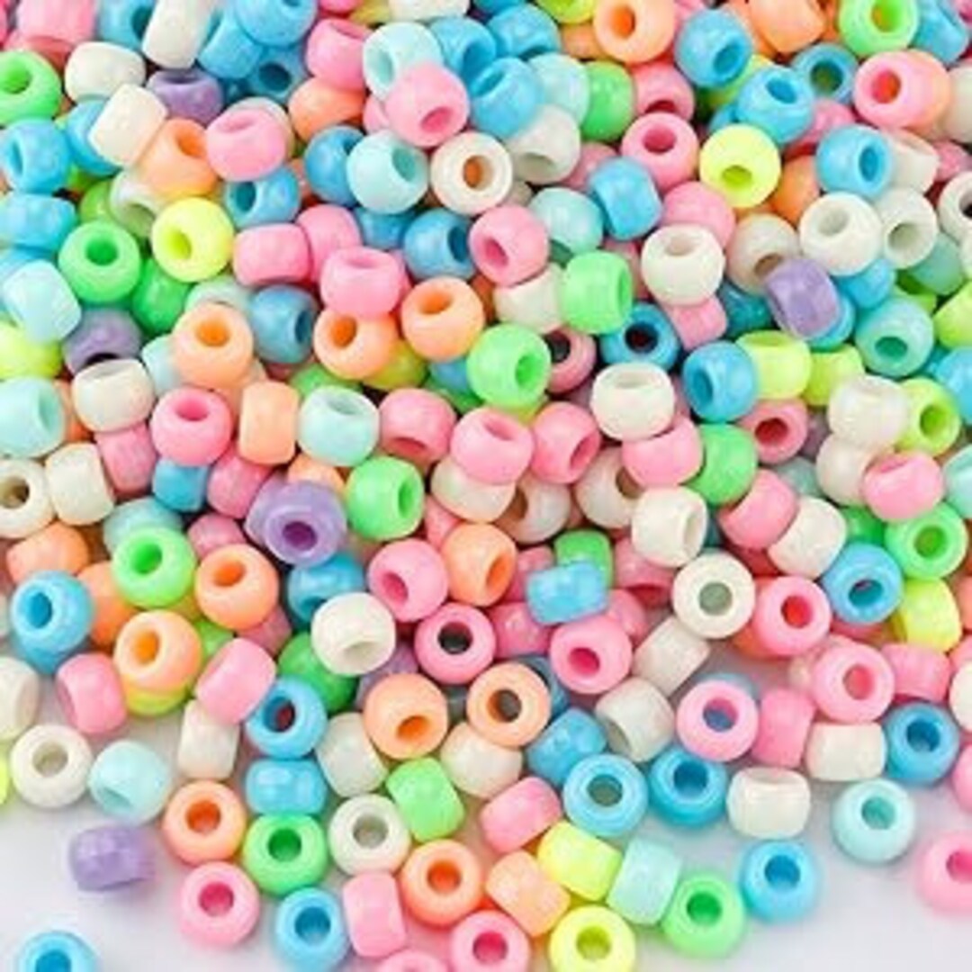 Plastic Pony Beads Assorted Beads Set BULK Beads 9mm Pastel Beads ...