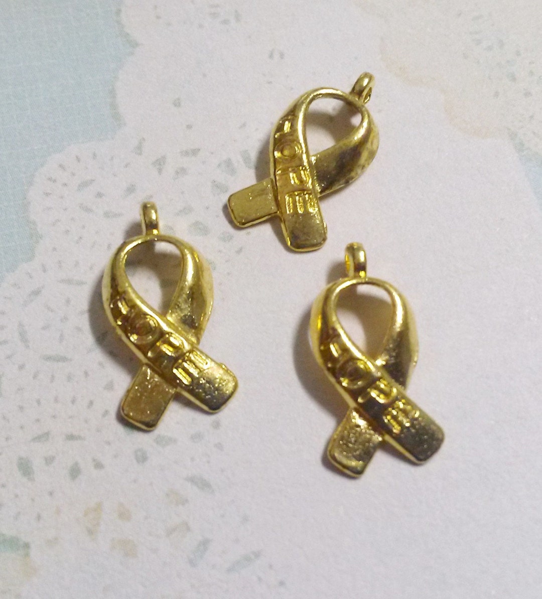 Cancer Awareness Charms Ribbon Pendants Awareness Pendants Gold Charms ...
