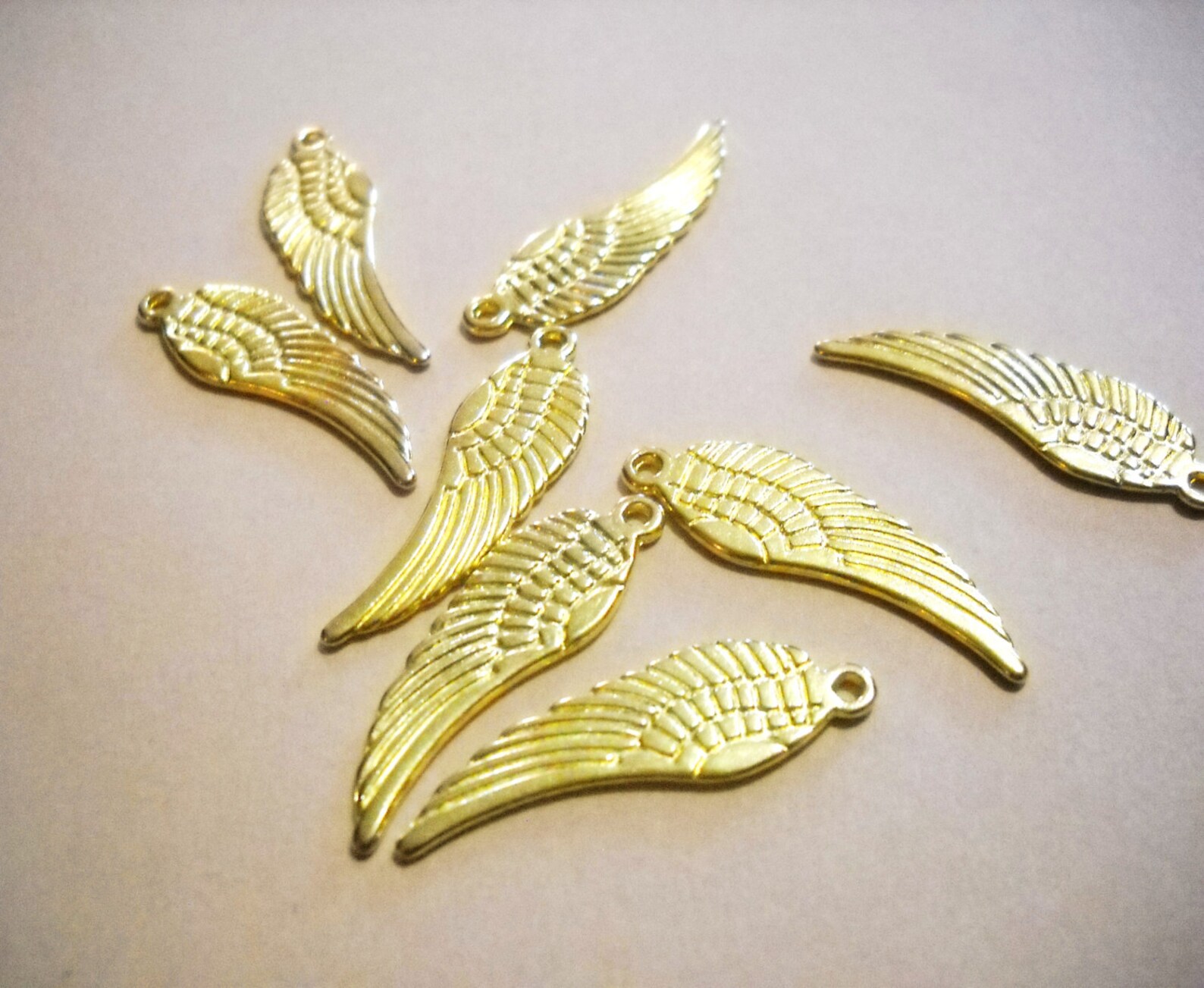Angel Wing Charms Wing Pendants Gold Wing Charms Shiny Gold - Etsy