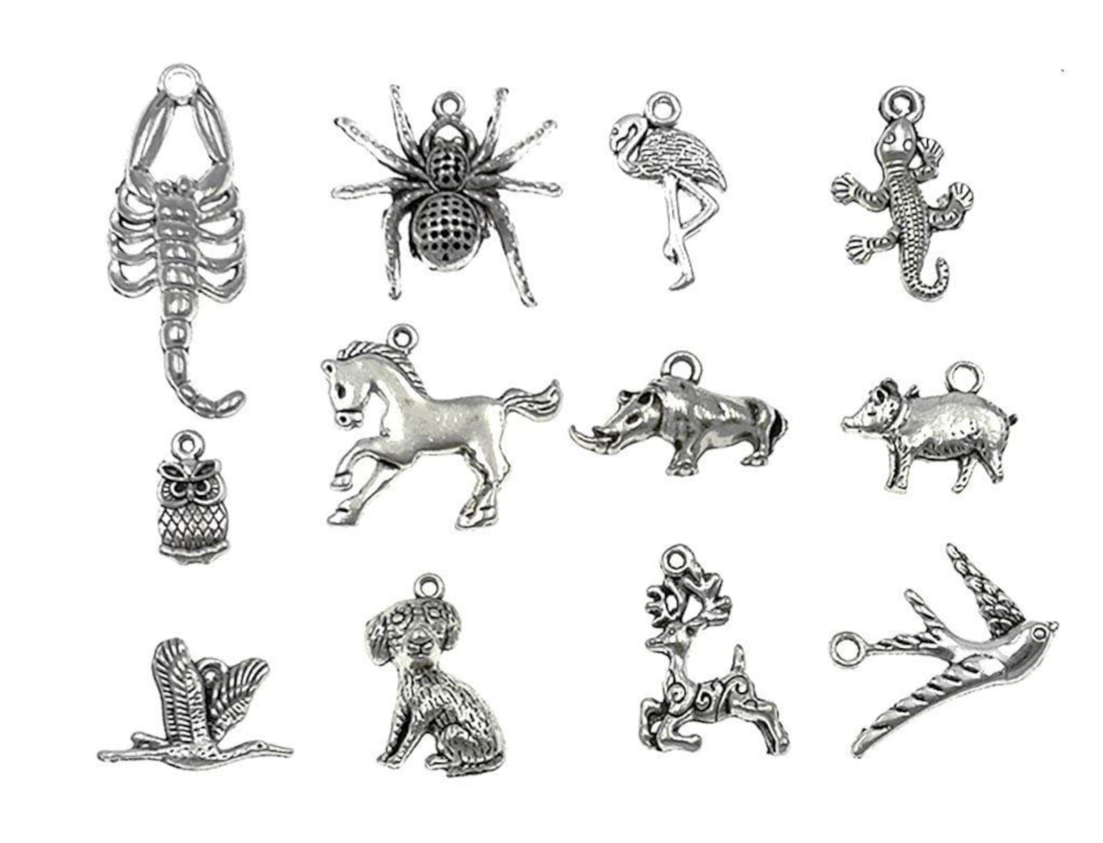 Animal Charms Set Antiqued Silver Animal Charms Assorted | Etsy
