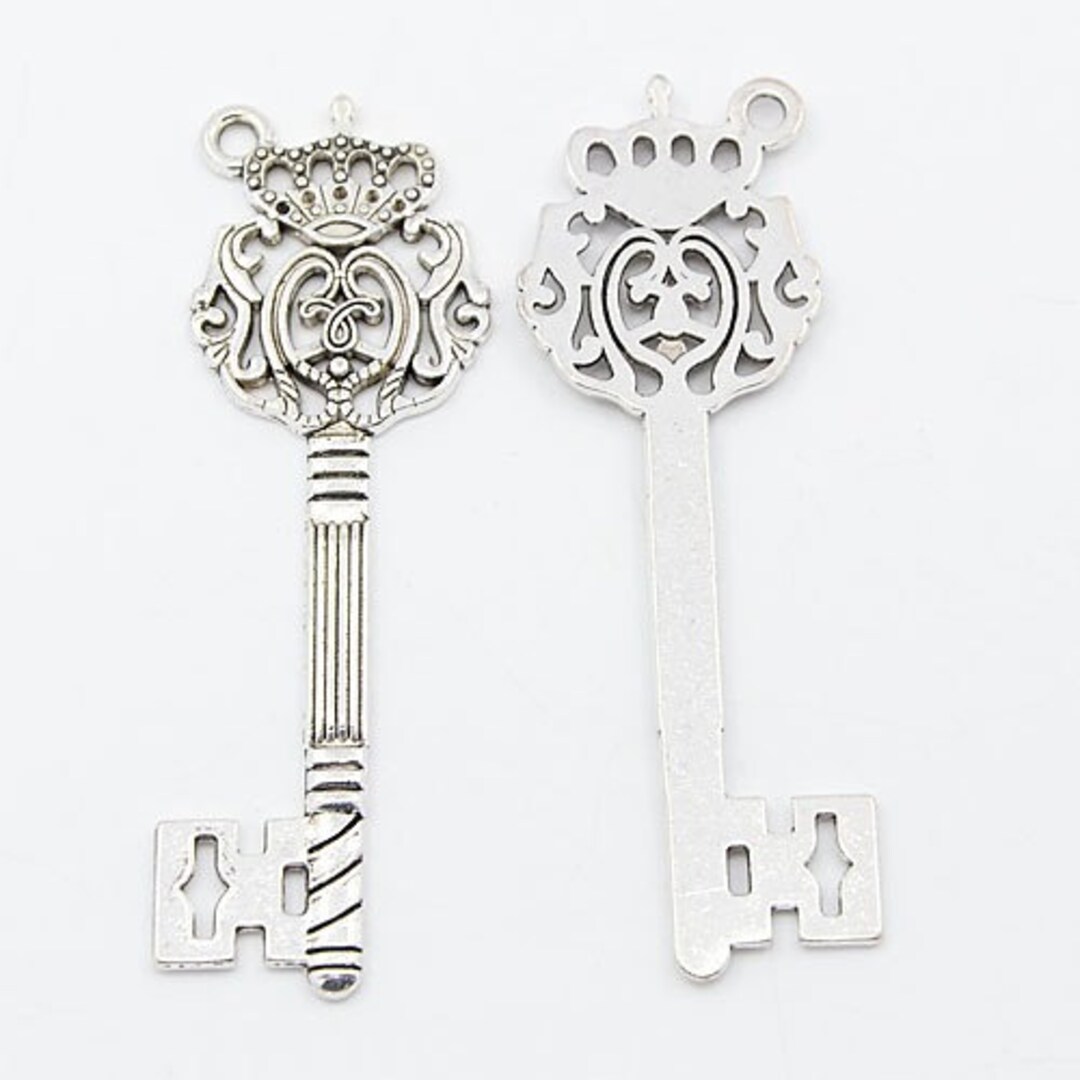 Big Skeleton Keys Bulk Skeleton Keys Silver Key Pendants Crown - Etsy