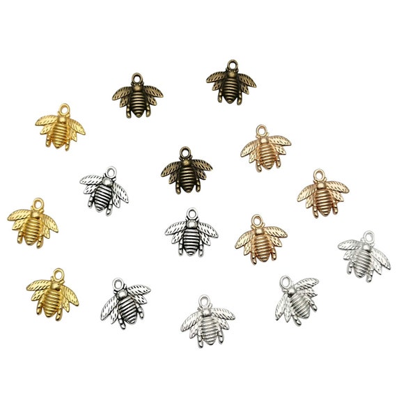 Bee Charms Bee Pendants Antiqued Silver Bee Charms Antiqued Bronze Bee Charms Assorted Charms Set BULK Charms Wholesale Charms 100pcs