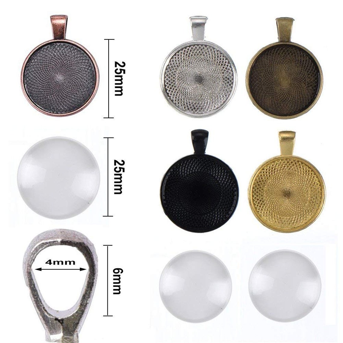 Glass Cabochons Pendant Trays Cabochon Settings Pendant Kit - Etsy