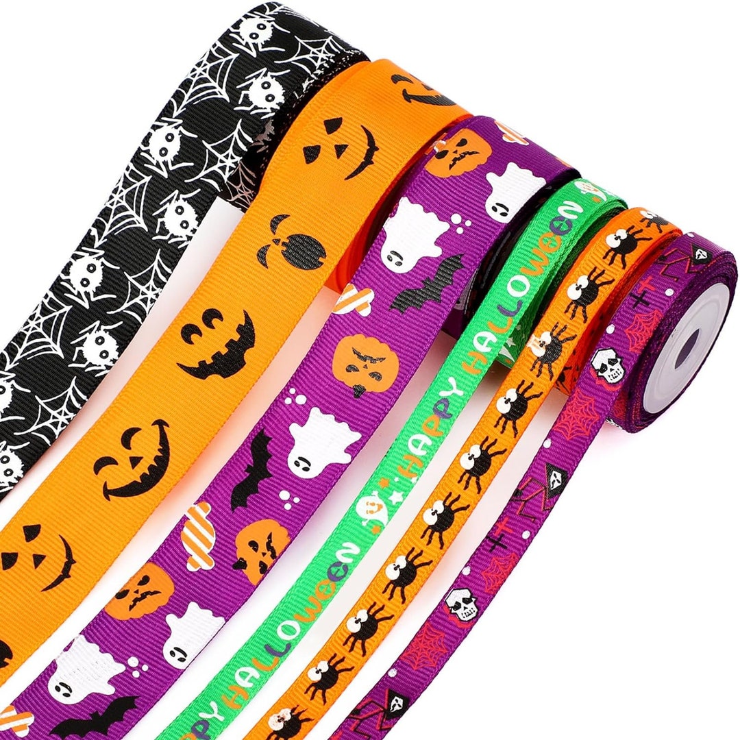 Halloween Ribbon Grosgrain Ribbon Rolls BULK Ribbon Orange Ribbon Bat ...