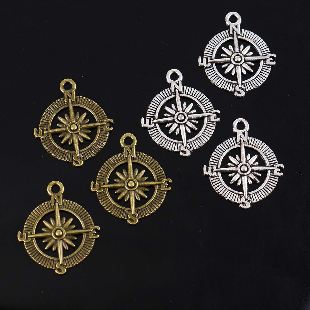Compass Pendants Nautical Pendants Compass Charms Antiqued - Etsy