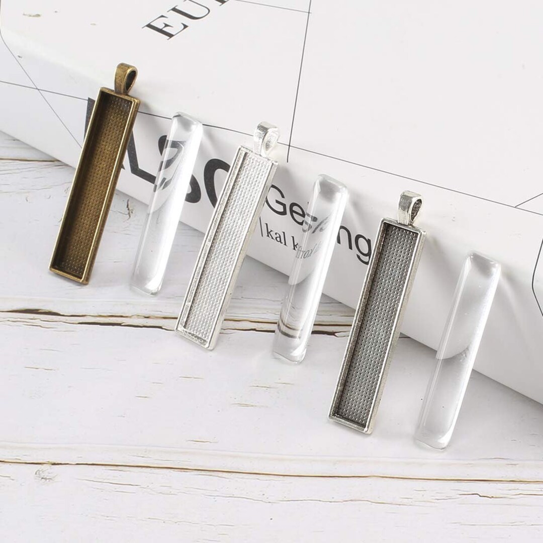 Rectangle Cabochon Settings Kit Rectangle Glass Cabochons Bezel ...