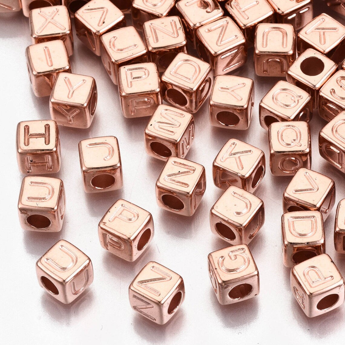 Letter Beads Alphabet Beads Rose Gold Alphabet Bulk Beads - Etsy