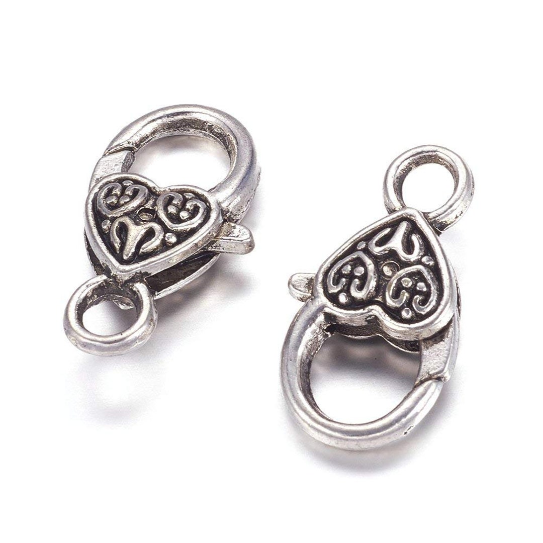 Large Clasps Antiqued Silver Heart Clasps Silver Clasps Big Clasps Big ...