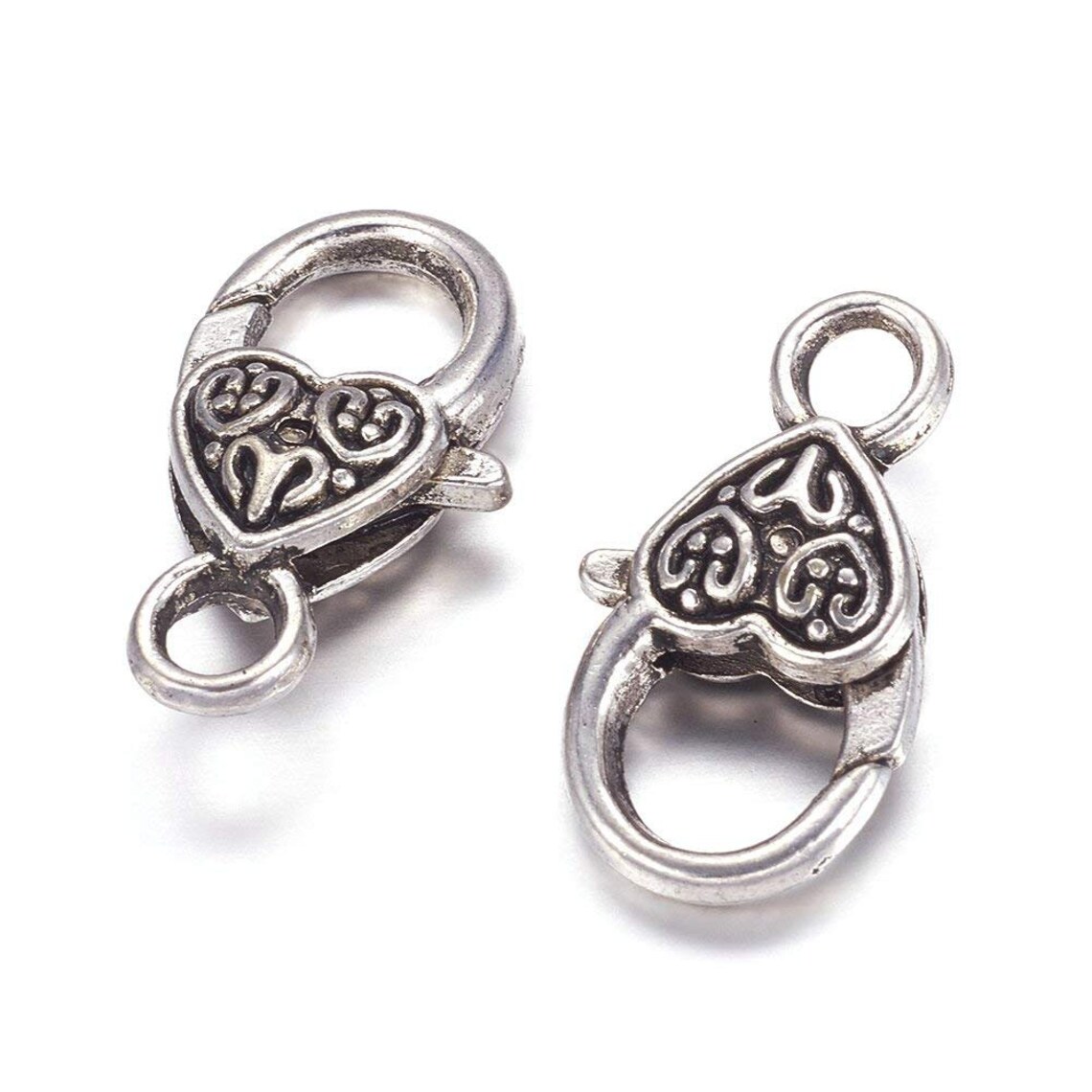 Large Clasps Antiqued Silver Heart Clasps Silver Clasps Big - Etsy