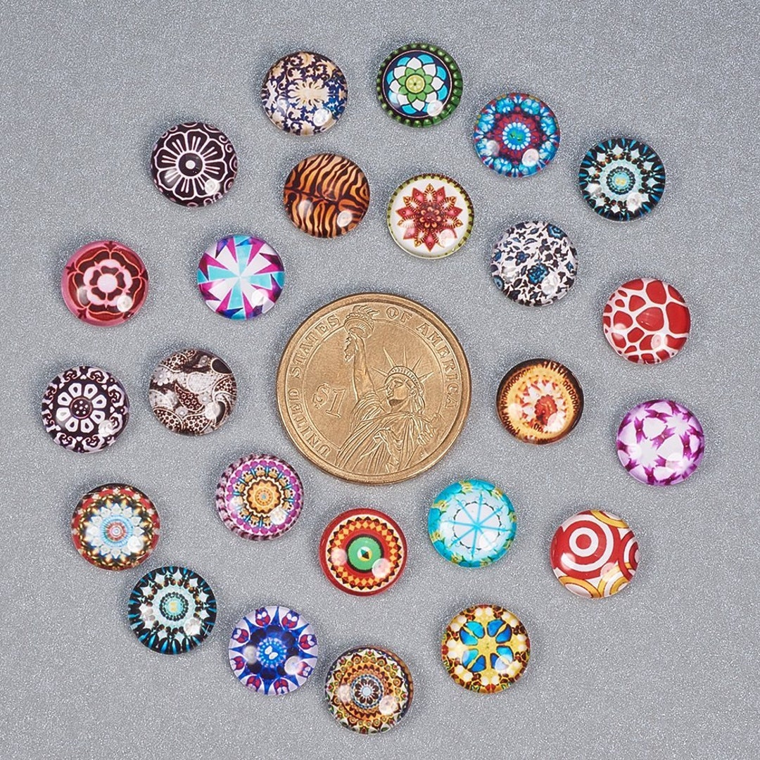 Glass Cabochons Round Glass Cabochons Assorted Cabochons 12mm Cabochons ...