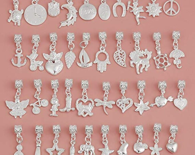 Dangle Charms Set Shiny Silver Charms Assorted Charms Lot Big - Etsy