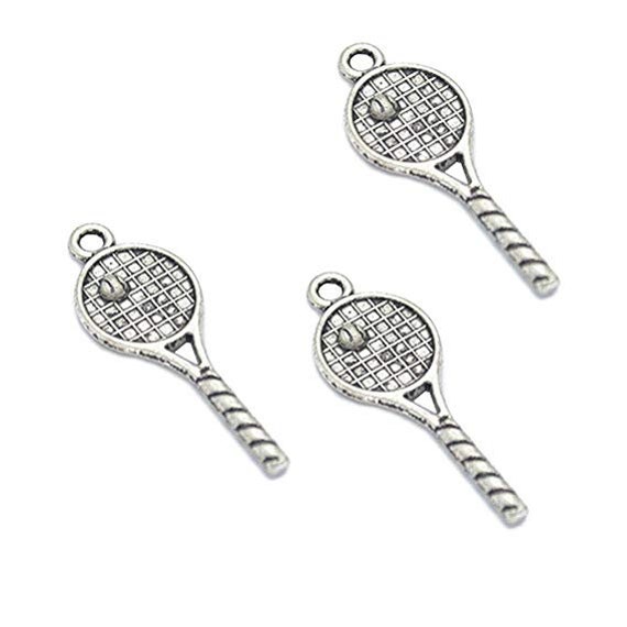 Tennis Racket Charms Tennis Charms Antiqued Silver Sports | Etsy