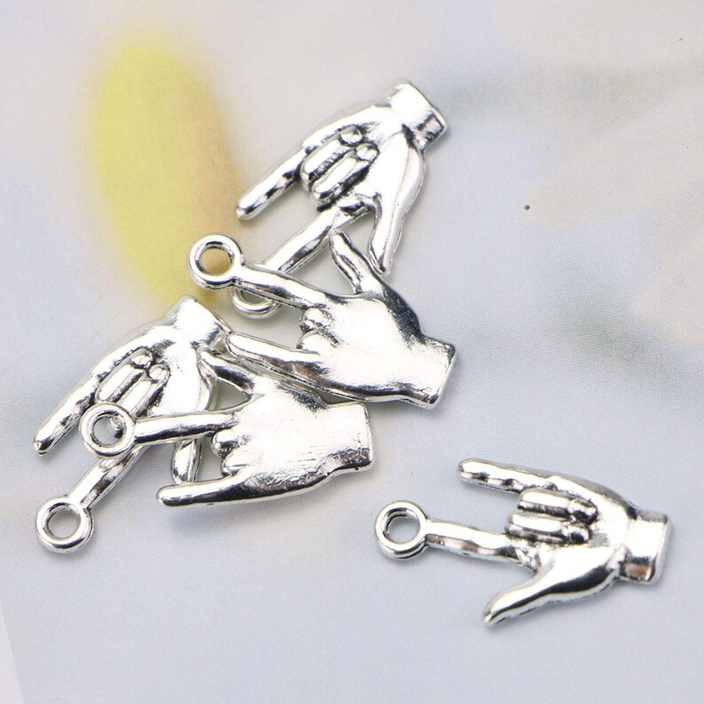 Sign Language Charms ASL Charms Antiqued Silver Hand Charms - Etsy