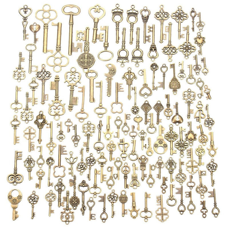 Skeleton Key Charms Key Pendants Antiqued Bronze Key Charms - Etsy