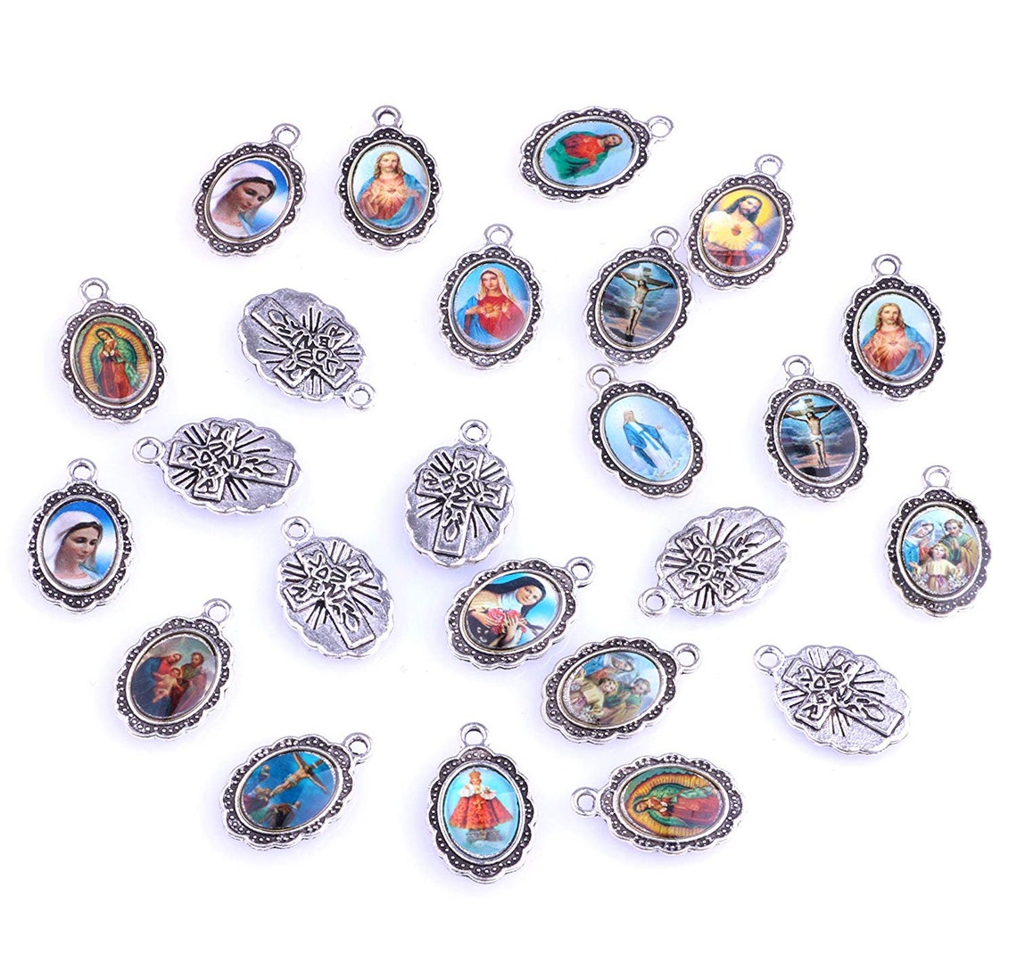 Religious Charms Set Rosary Pendants Jesus Pendants Antiqued - Etsy