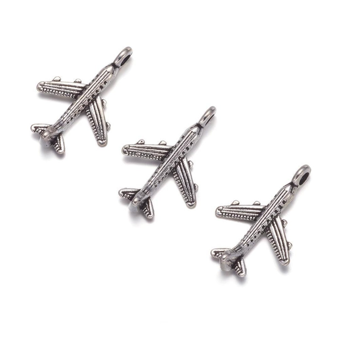 Airplane Charms Antiqued Silver Airplane Pendants Pilot Charms Airman ...