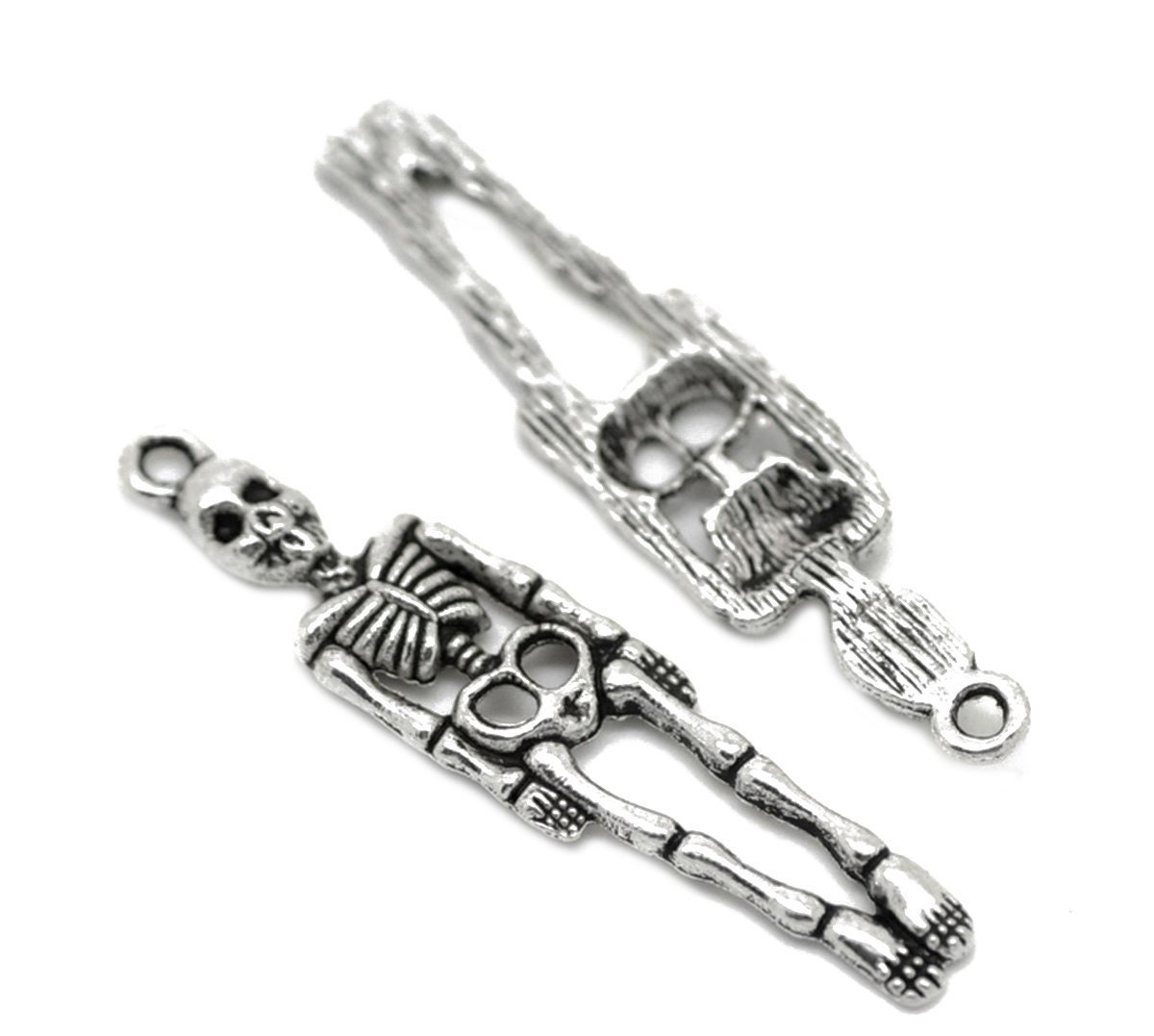Silver Skeleton Charms Antiqued Silver Skeleton Pendants Full | Etsy ...