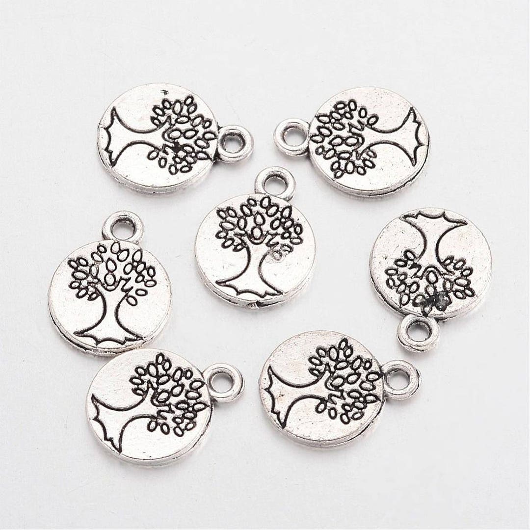 Tree Charms Silver Tree Charms Stamped Tree Charms Tree Tags Tree of ...