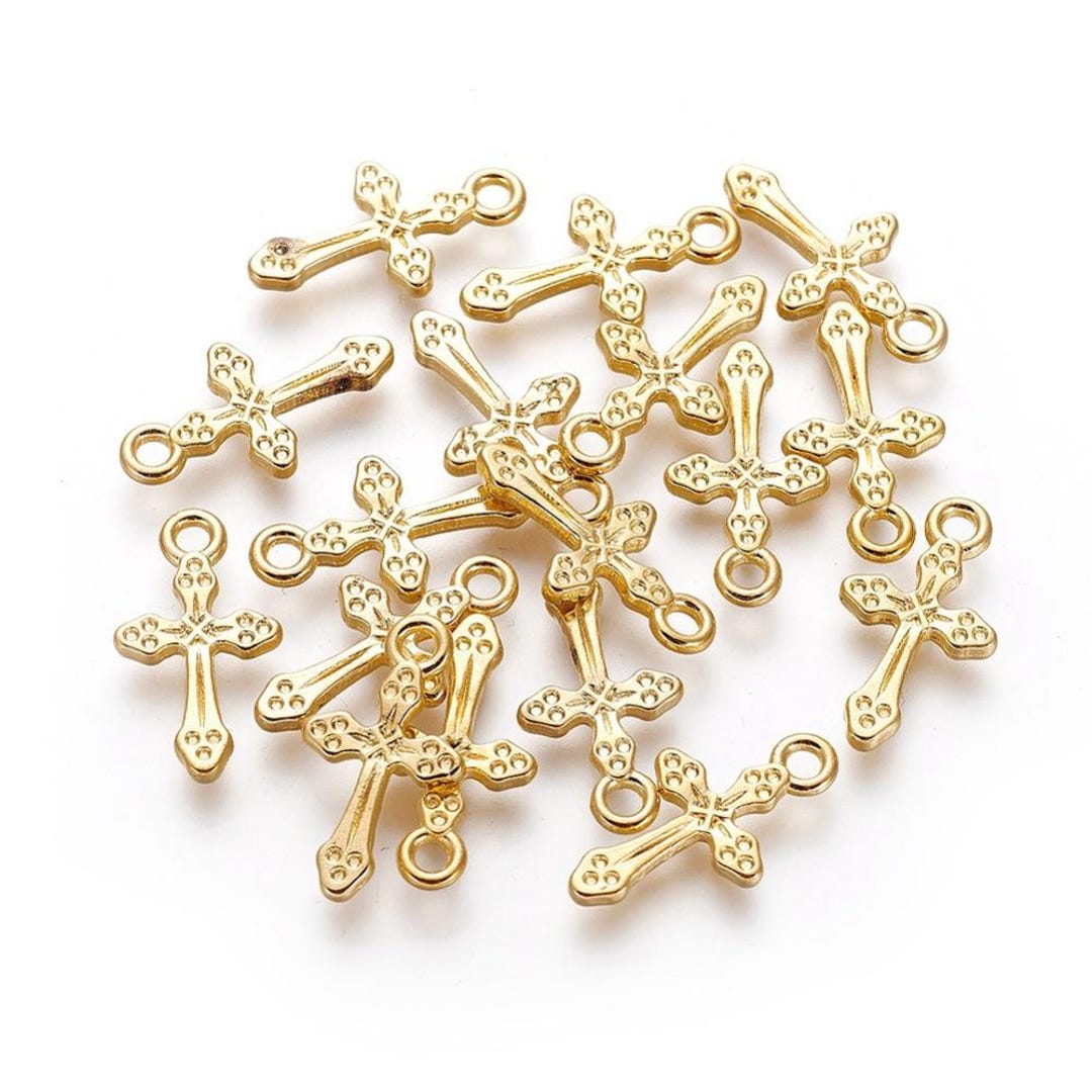 Cross Charms Shiny Gold Cross Pendants Christian Cross Charms Religious ...