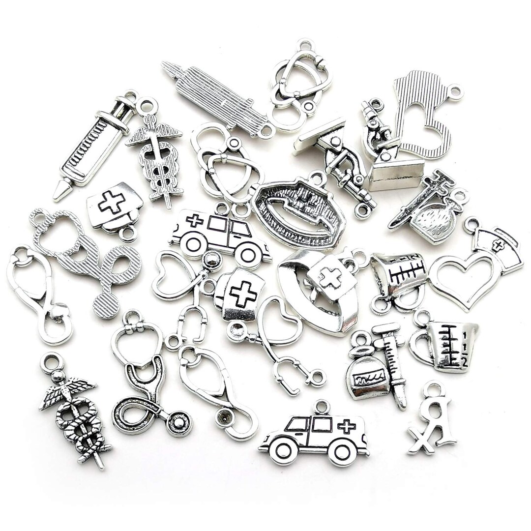 Nurse Charms Antiqued Silver Doctor Charms Assorted Charms Set BULK ...