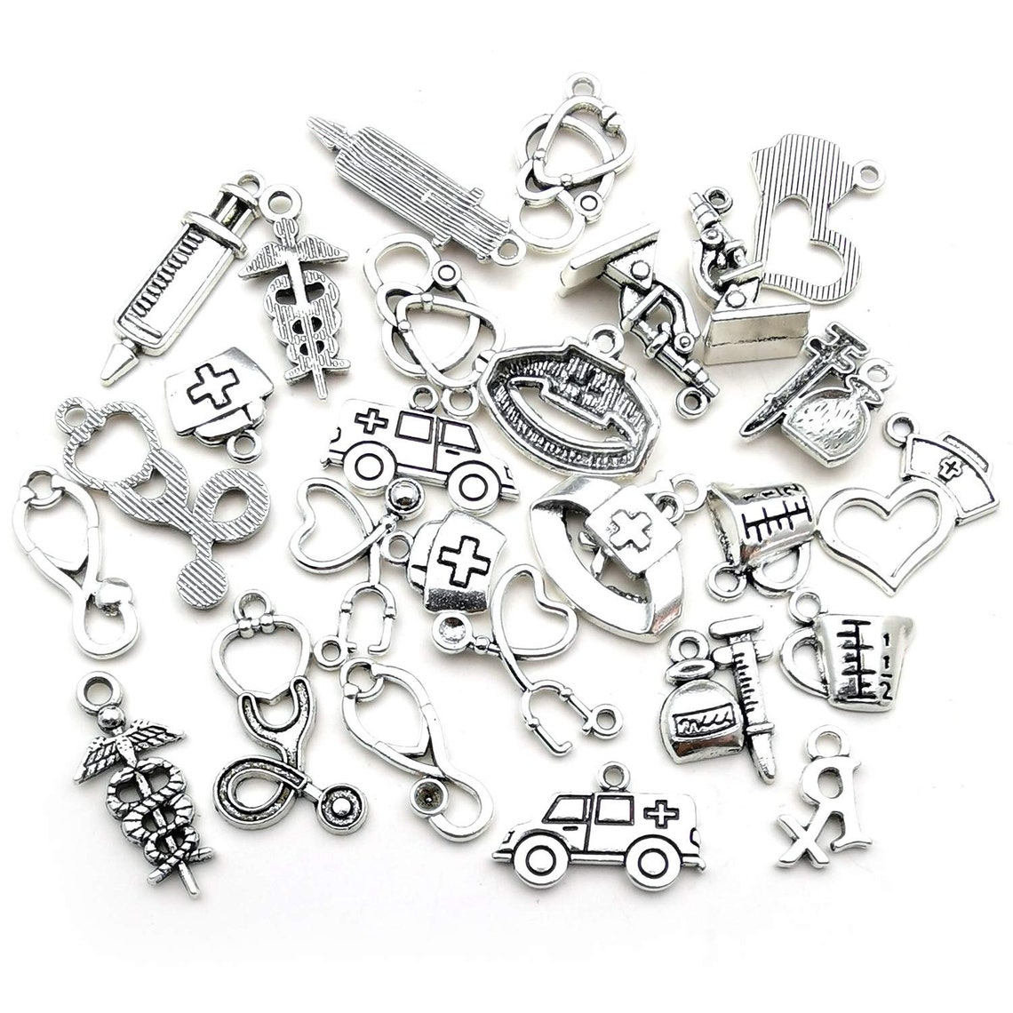 Nurse Charms Antiqued Silver Doctor Charms Assorted Charms Set - Etsy
