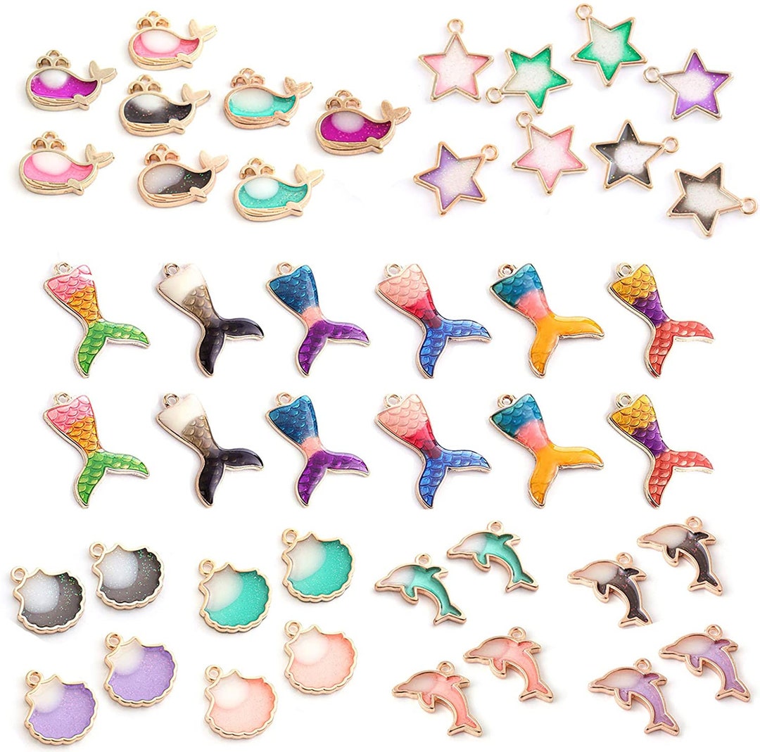 Enamel Ocean Charms Gold Enamel Charms Nautical Charms Set Assorted Lot ...