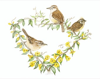 Georgia State, Bird, and Flower Watercolor Painting Print - Etsy