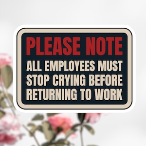 Employees Must Stop Crying Sticker, Stop Crying Decal - Etsy