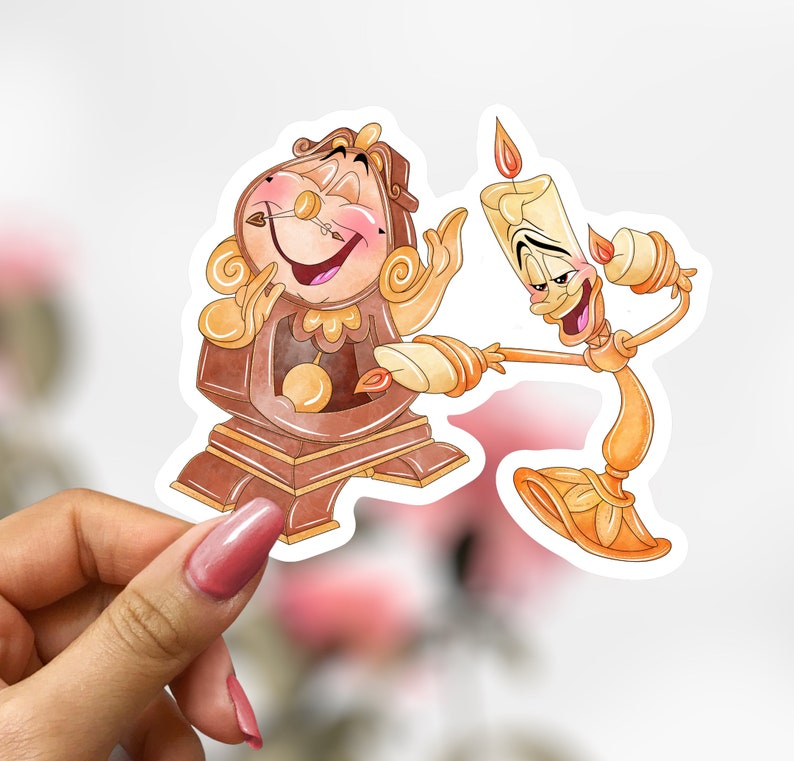 Cogsworth and Lumiere Sticker, Beauty & the Beast Sticker, Candlestick ...