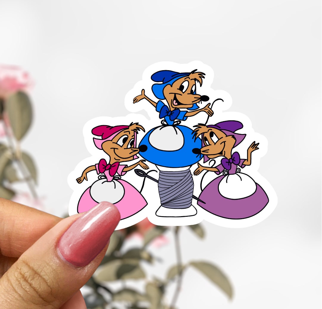 Cinderella’s Mice Sticker, Mary, Suzi, Perla Sewing Sticker, Cinderella ...