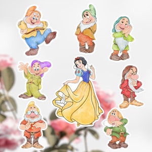 Set of Snow White & Seven Dwarfs Stickers, Disney Set of Snow White ...