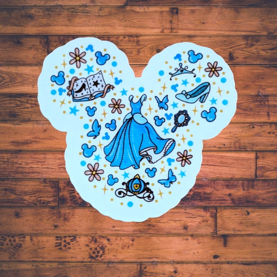 Cinderella Mickey Mouse Ears Sticker Disney Princess Sticker - Etsy